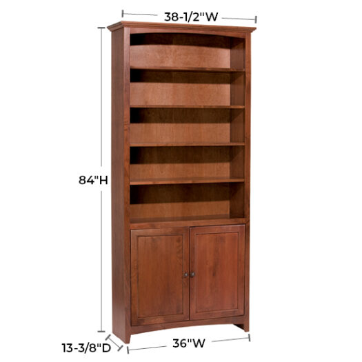1547 McKenzie 36″W x 84″H Bookcase w/Doors – Whittier Wood Furniture